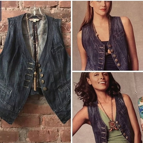 CAbi | Jackets & Coats | Cabi Jeans 0 Cotton Blue Denim Vest With ...